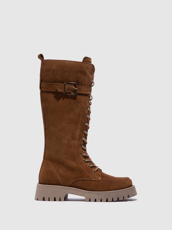 Foreva - Botas com Atacadores em Camel - Overcube