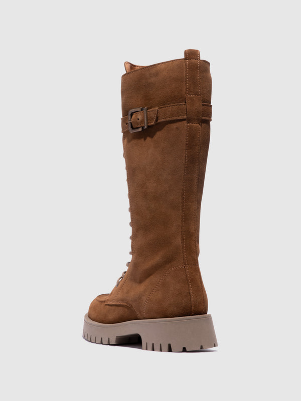 Foreva - Botas com Atacadores em Camel - Overcube